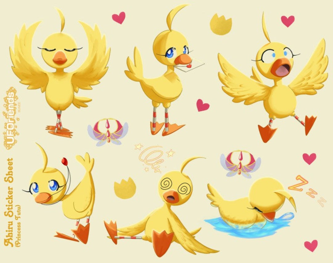 Princess Tutu Ahiru Duck Sticker Sheet - Etsy