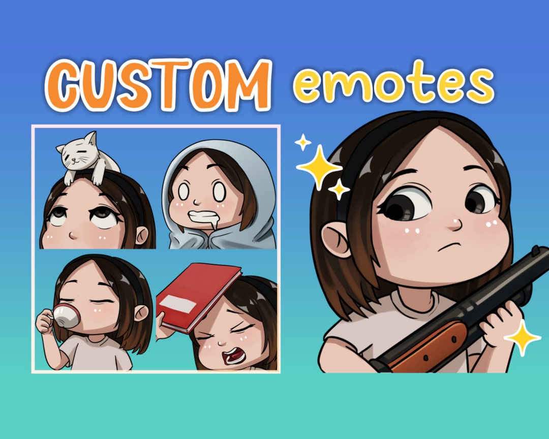 Custom Chibi Emotes 1 Set Twitch Emotes Sub Badges Cute Etsy