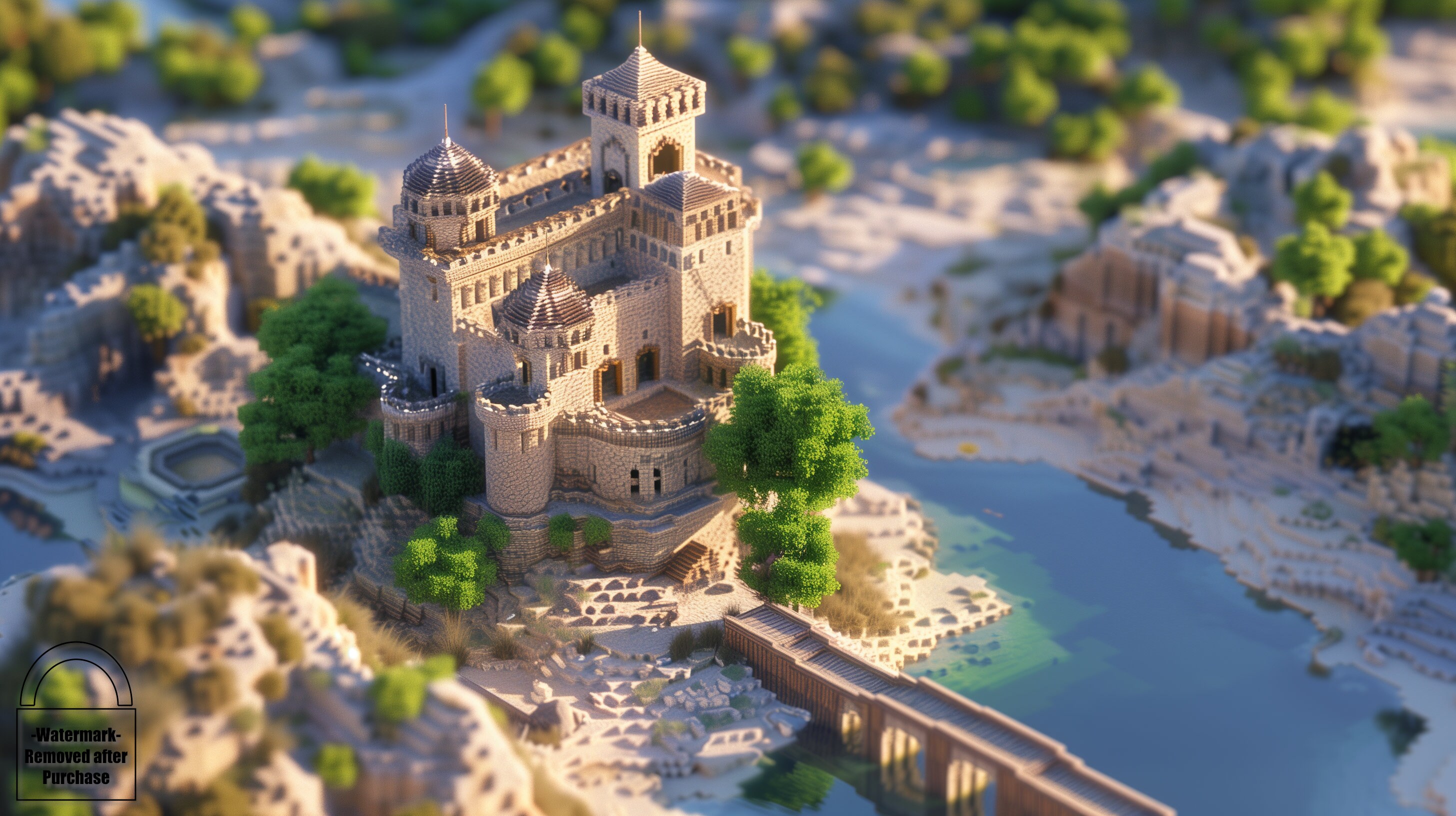 Fantasy Voxel Castles - 10 Desktop Wallpapers, Palaces, Cottages ...