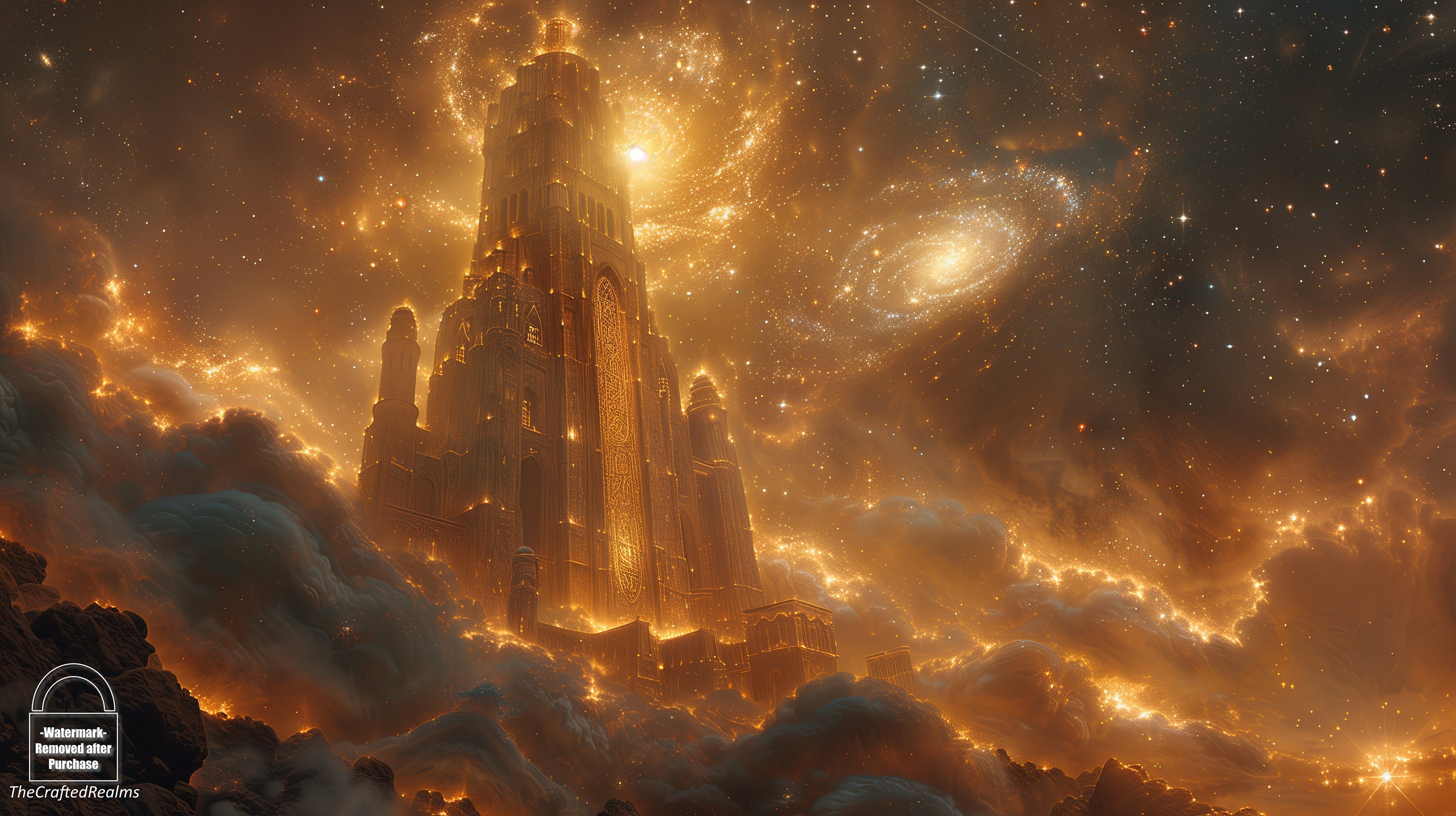 Night Sky Castles Wallpaper - Fantasy Starry Night Art (digital ...