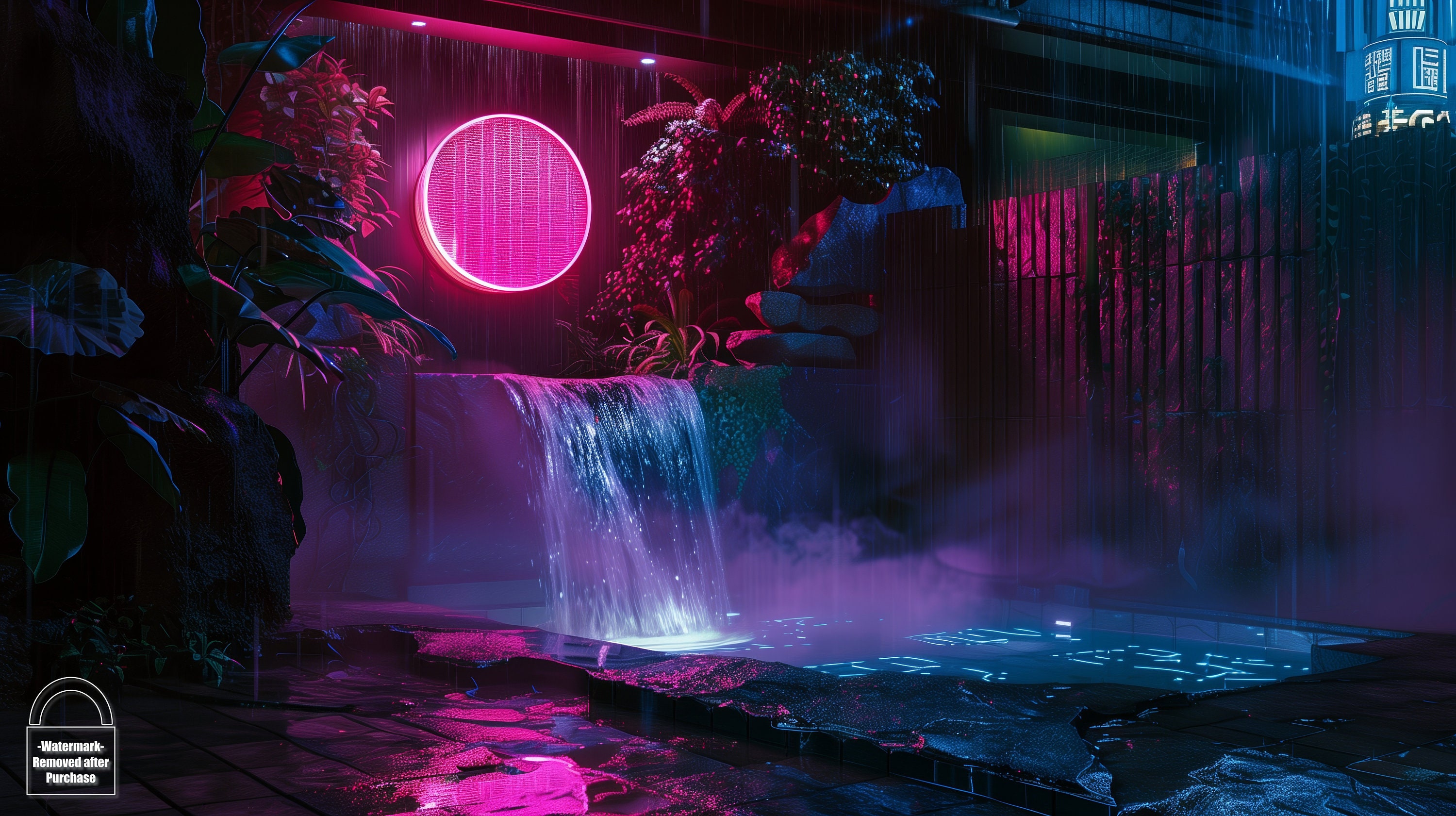 Cyberpunk 2077 Inspired Garden Wallpaper – Neon Futuristic Digital Art ...