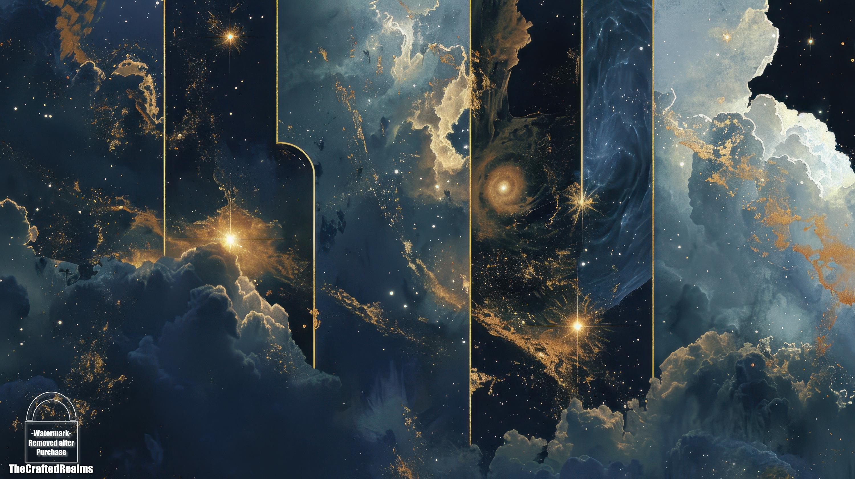 Galactic Skies Desktop Wallpaper – Cosmic Celestial Art (digital ...