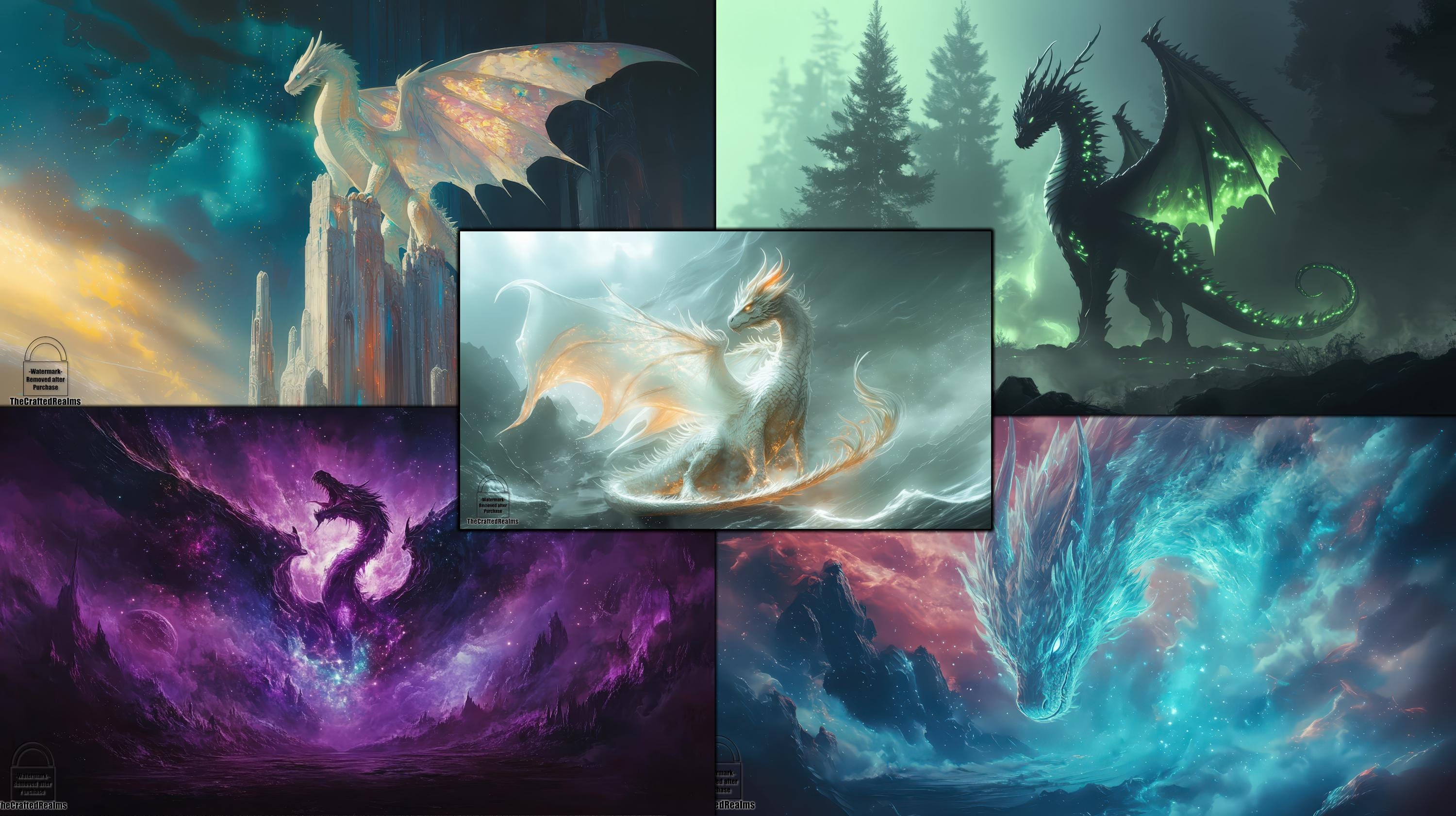 Celestial Dragons - 11 Desktop Backgrounds Mystical Digital Wallpaper ...