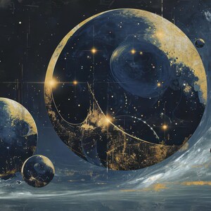 Galactic Skies 12 Desktop Wallpapers, Cosmic Ethereal Skies Blue & Gold ...