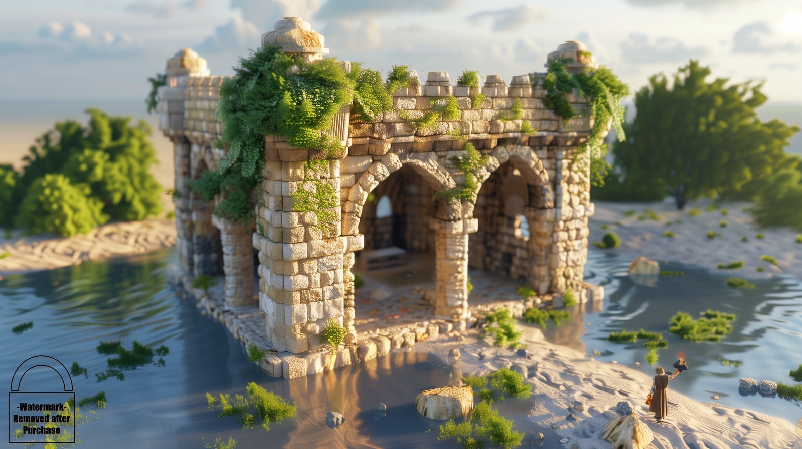 Fantasy Voxel Castles - 10 Desktop Wallpapers, Palaces, Cottages ...
