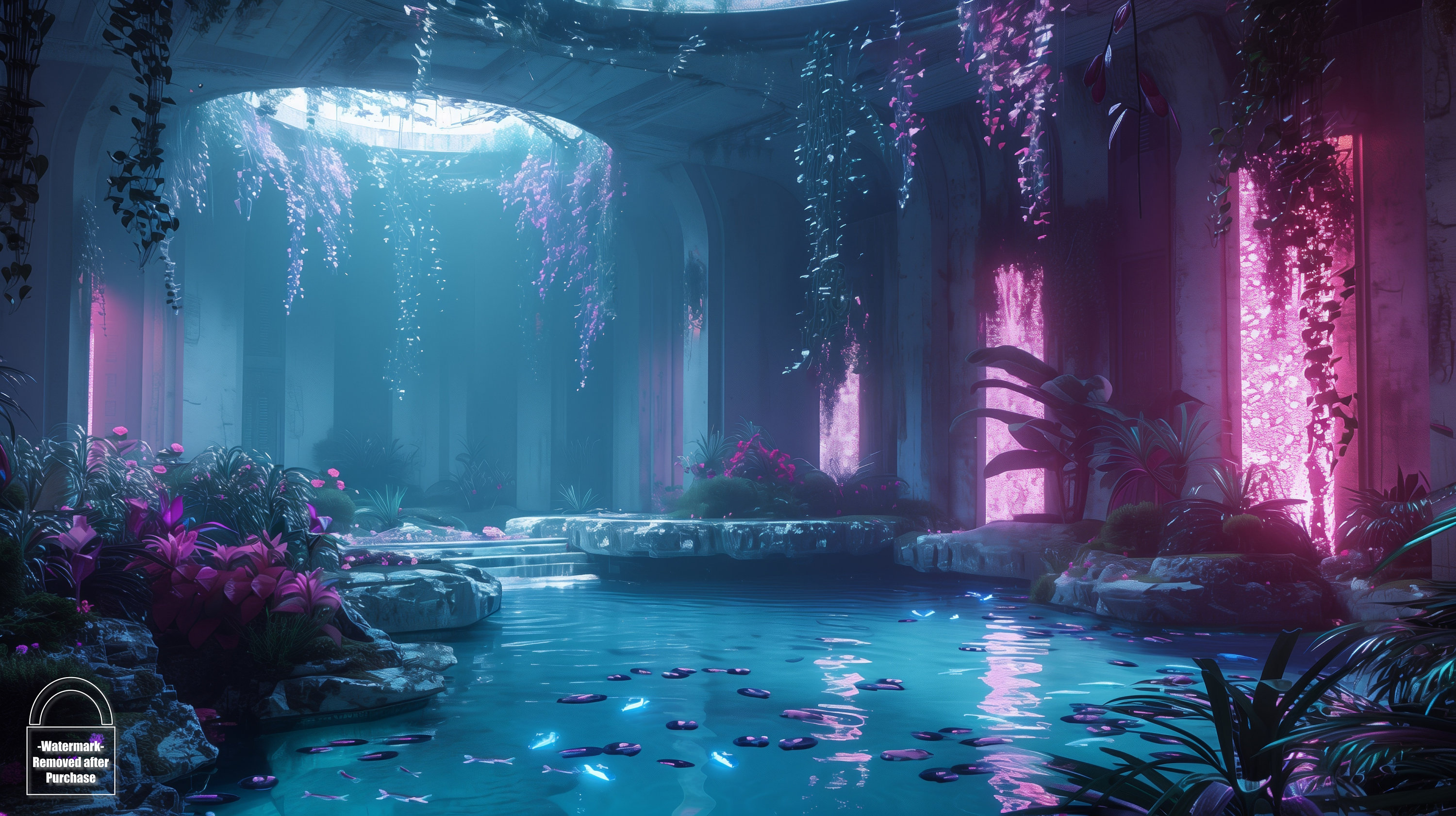 Cyberpunk 2077 Inspired Garden Wallpaper – Neon Futuristic Digital Art ...