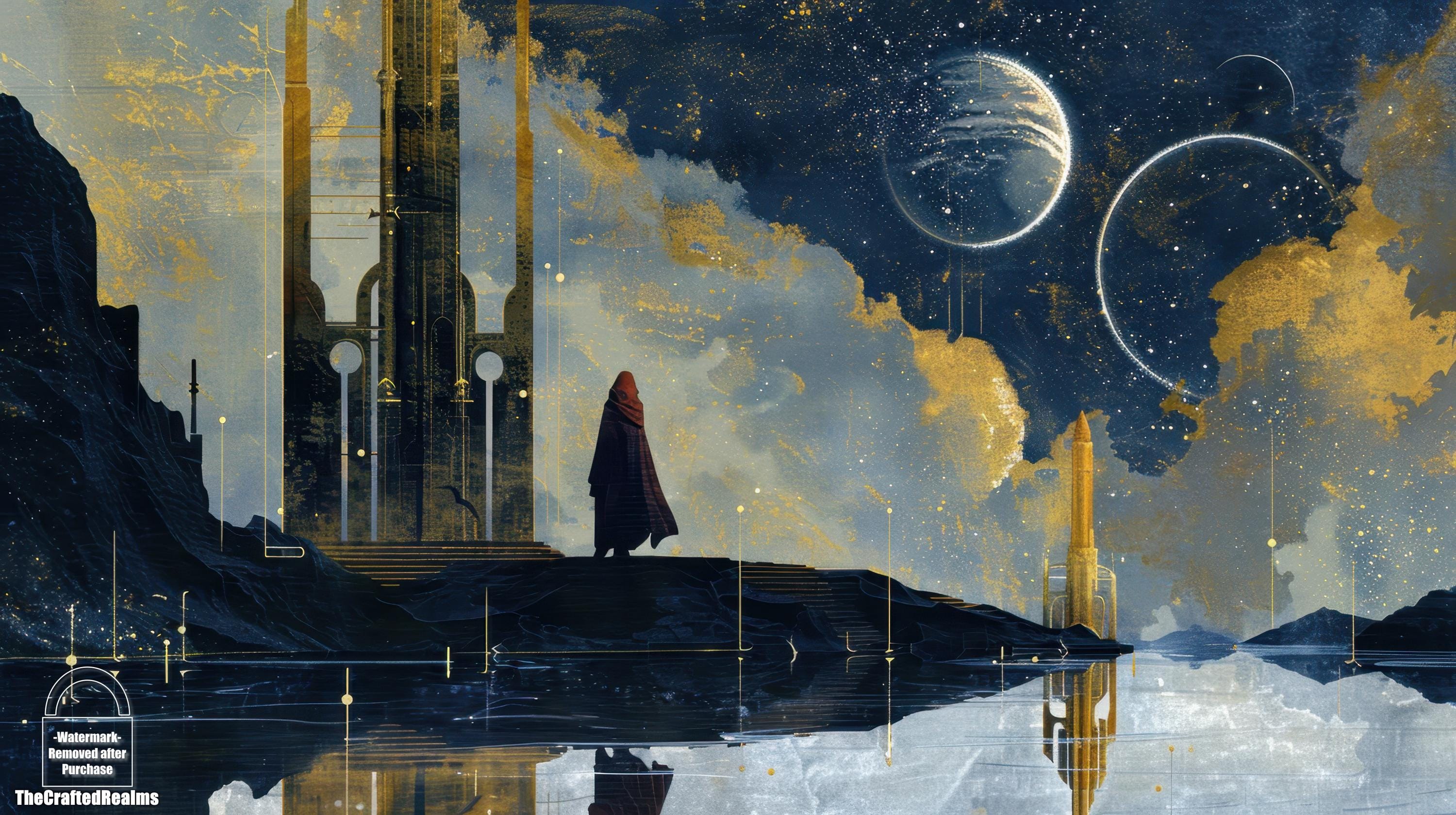 Galactic Skies Desktop Wallpaper – Cosmic Celestial Art (digital ...