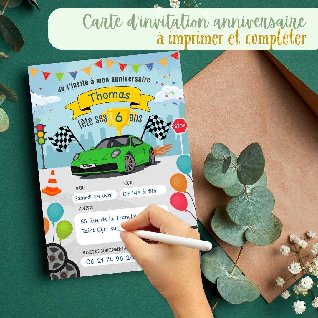 Car-themed Birthday Invitation Card to Download, Print, and Fill in ...