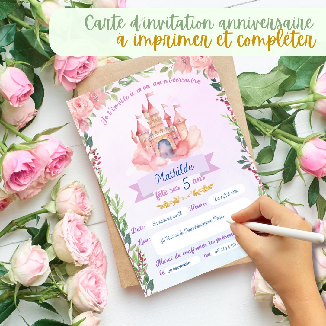Princess Castle Birthday Invitation Card for Girls. Download, Print ...