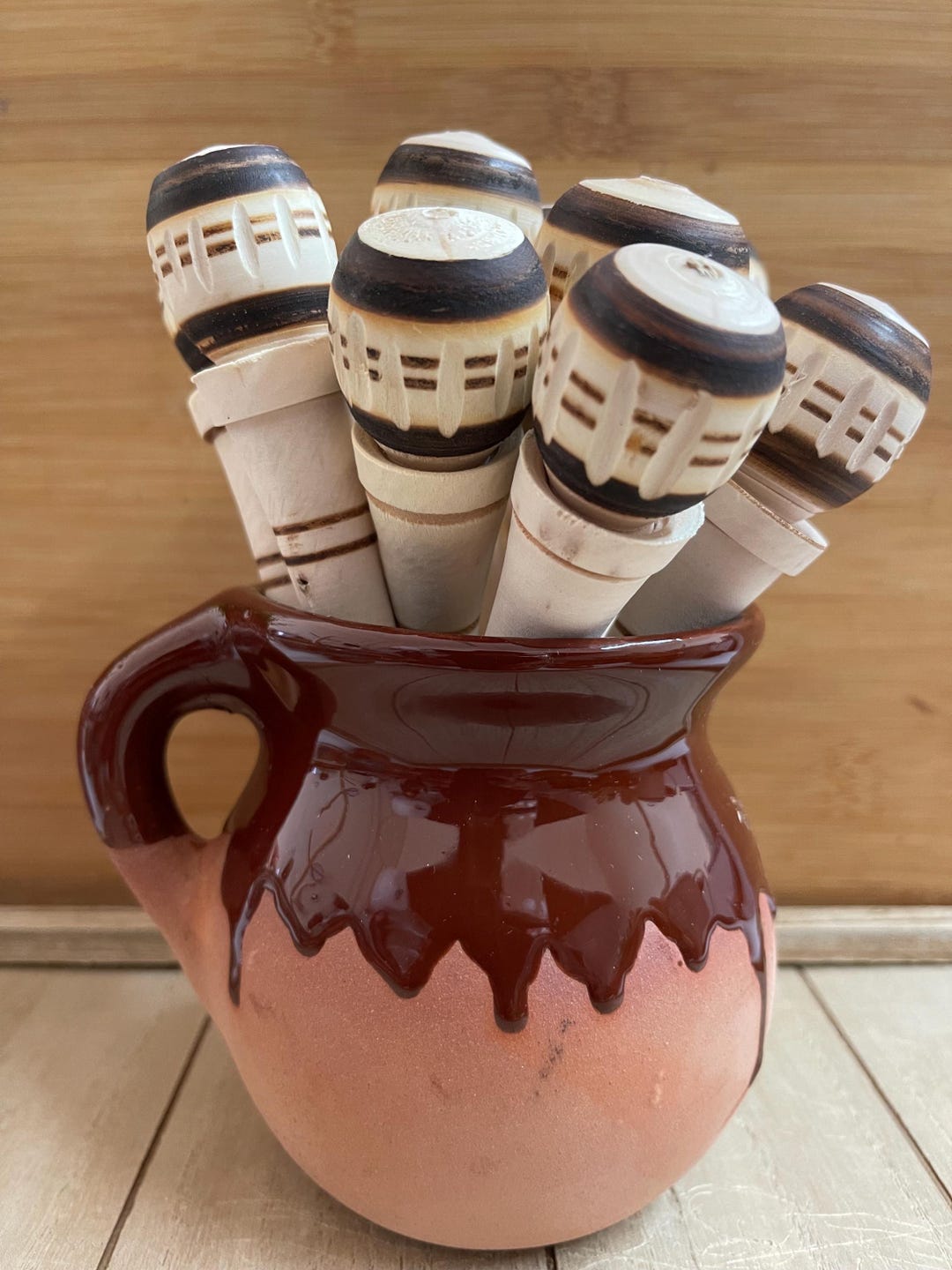 Mexican 4pc Wood Spoon and Stirrer. Mini Molinillo De Madera. Cucharita ...