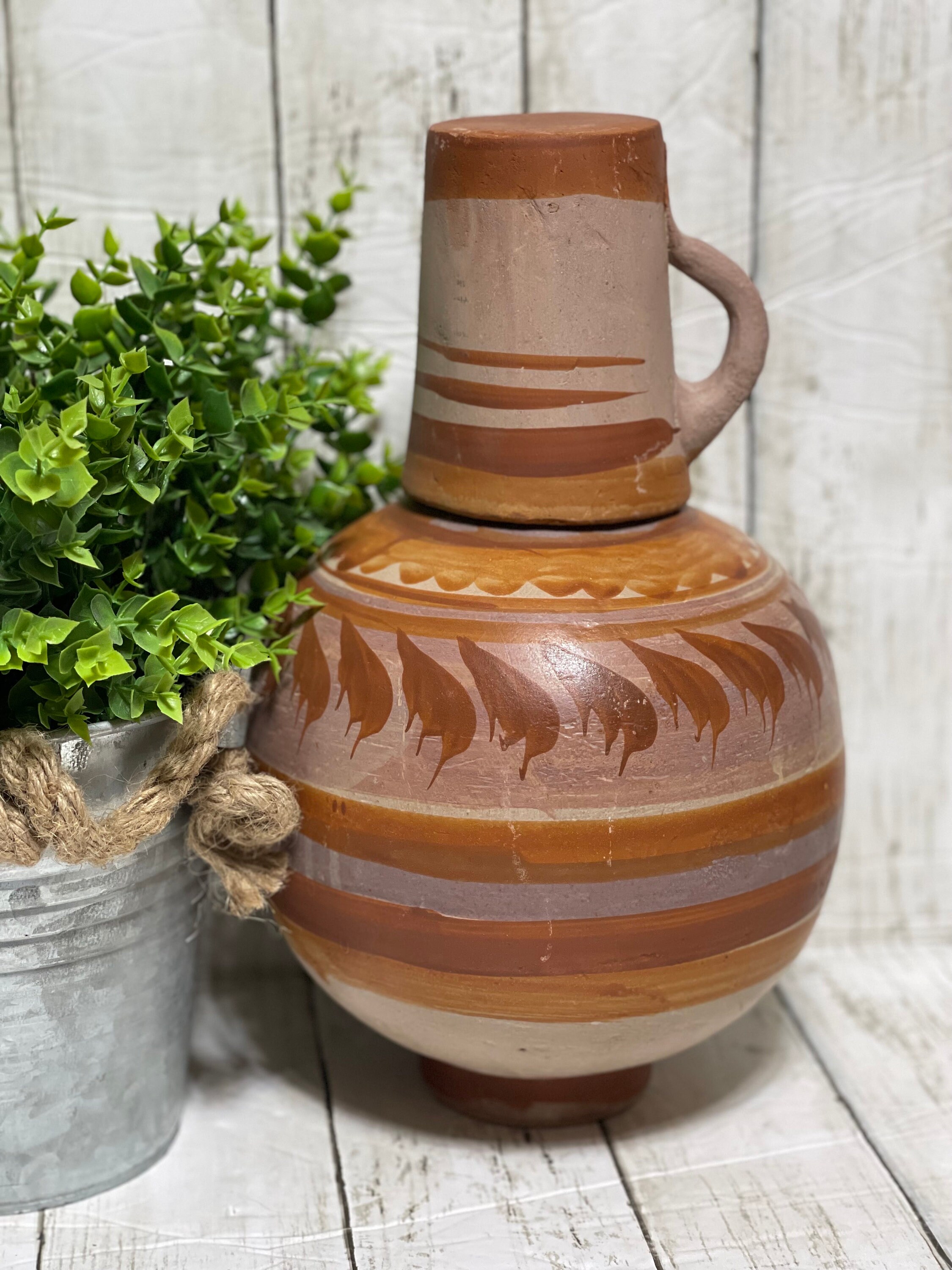 Classic Vintage Mexican Botellon De Barro/bedside Carafe/table Decanter ...