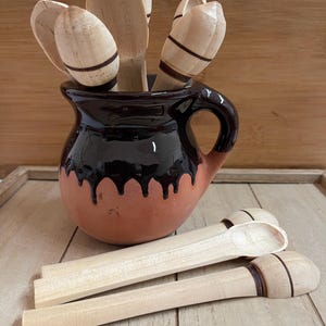 Hand Crafted Mexican Wood Spoon and Stirrer. Mini Molinillo De Madera ...