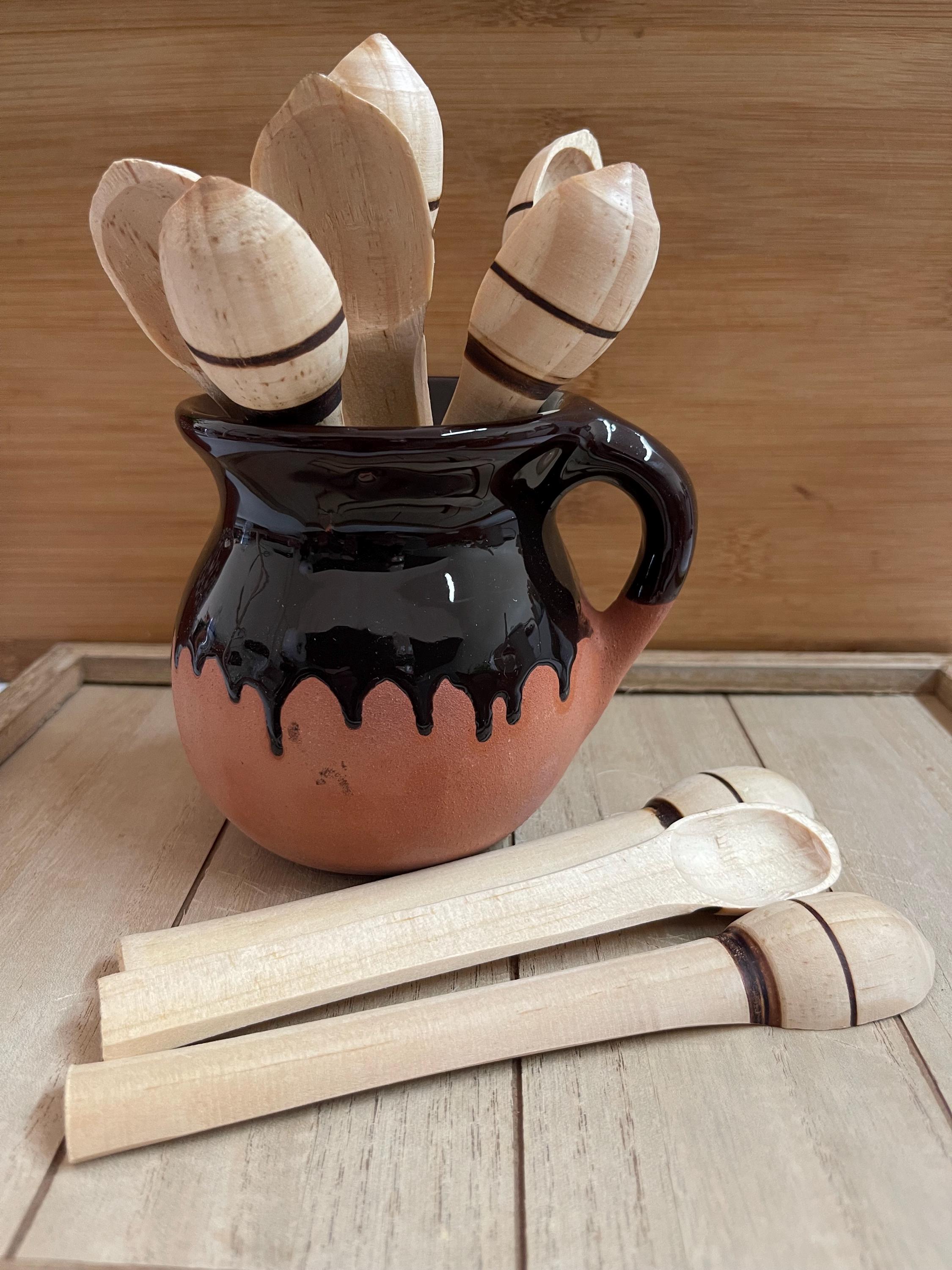 Hand Crafted Mexican Wood Spoon and Stirrer. Mini Molinillo De Madera ...