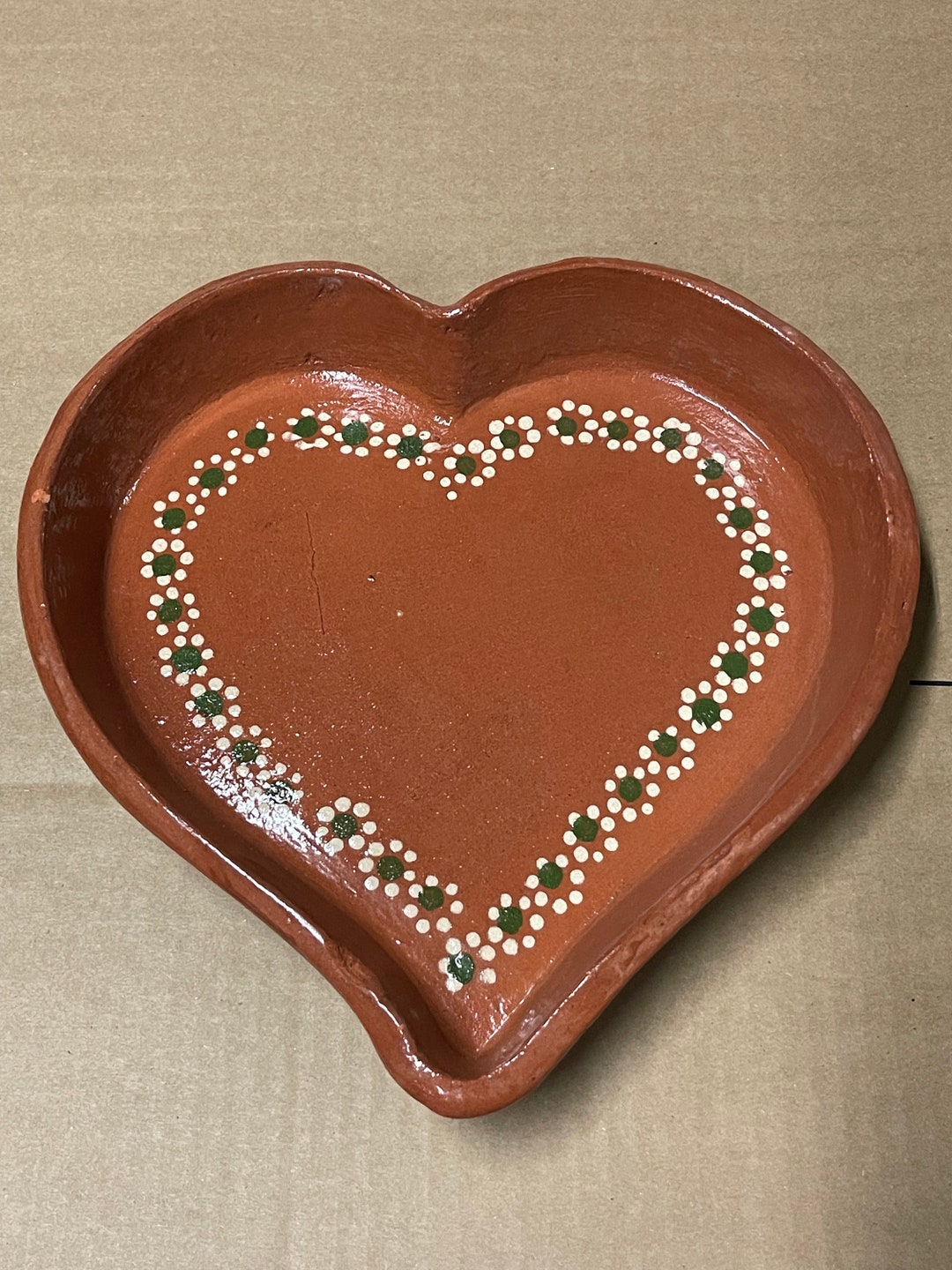 Red Clay Terracotta 26cm Heart Tray/plate/charola Barro Tonala/mexico ...