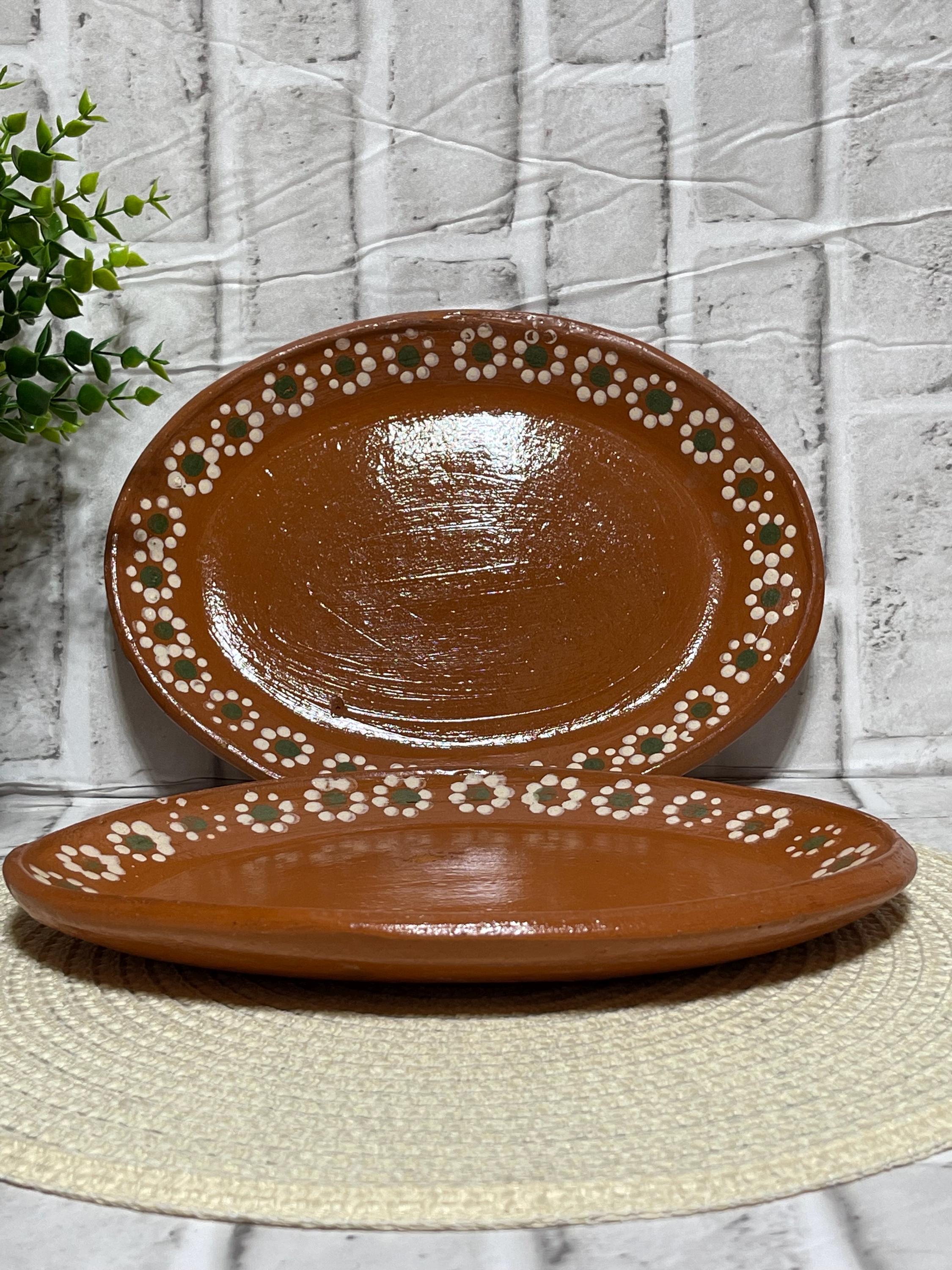 Red Clay Mexican Terracotta 11 Oval Dinner Plates. 4pc Oval Flat Dinner ...