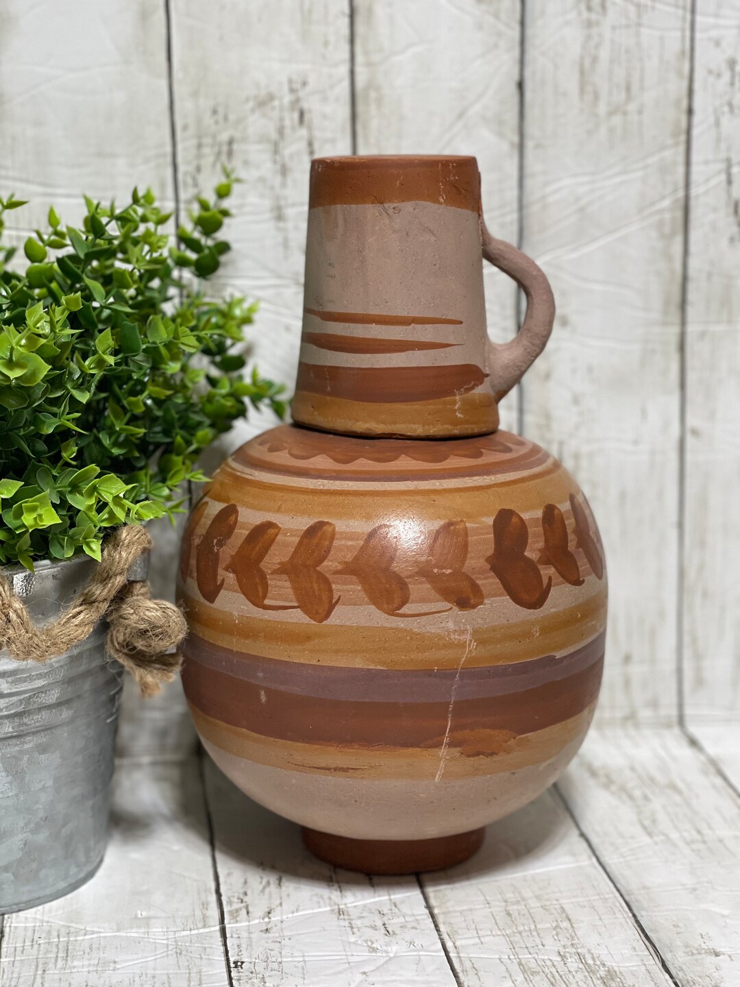 Classic Vintage Mexican Botellon De Barro/bedside Carafe/table Decanter ...