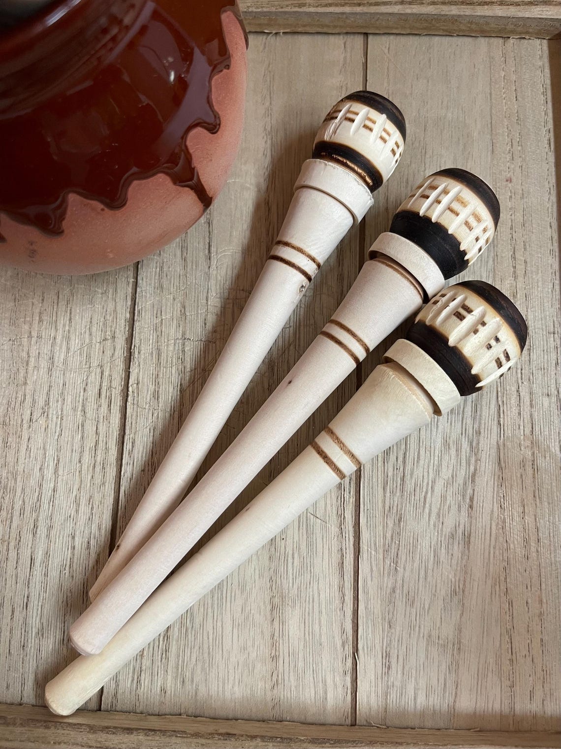 Hand Crafted Mexican Wood Spoon and Stirrer. Mini Molinillo De Madera ...
