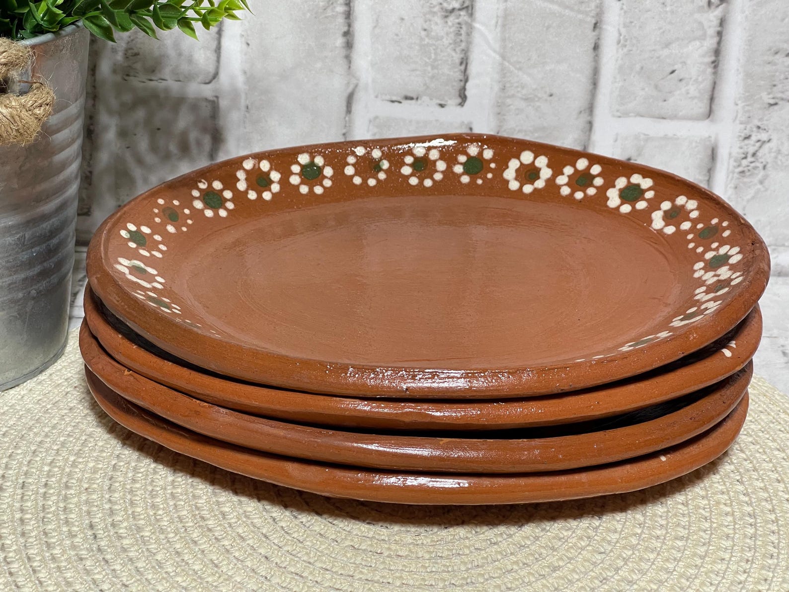 Red Clay Mexican Terracotta 11 Oval Dinner Plates. 4pc Oval Flat Dinner ...