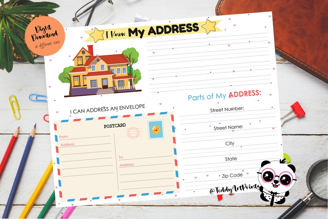 Kid Printable Art: I Know My ADDRESS , Color Full, Educational - Etsy