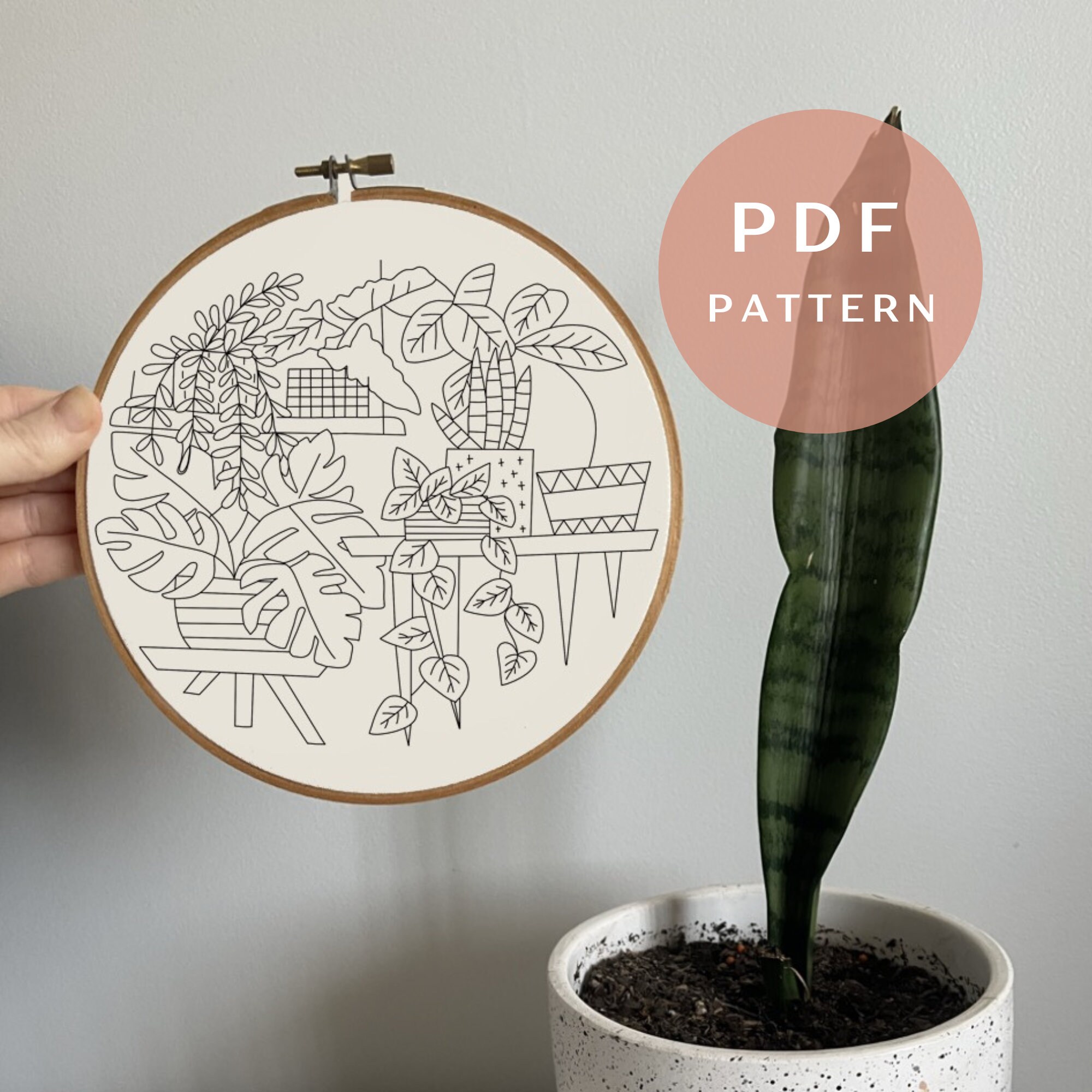 Indoor Jungle Embroidery PDF Pattern for Beginners Instant - Etsy