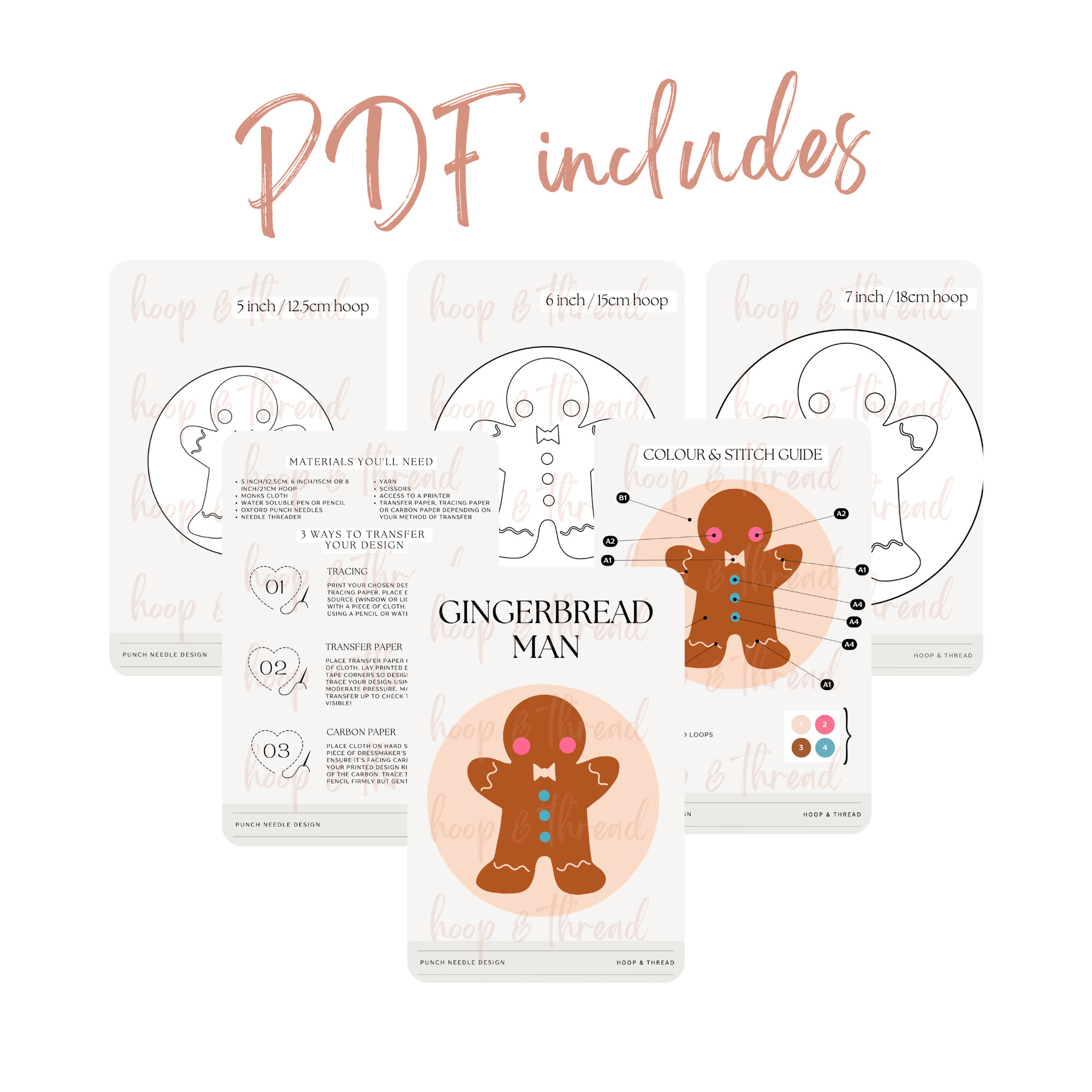 Gingerbread Man Punch Needle PDF Pattern for Beginners Instant Download ...