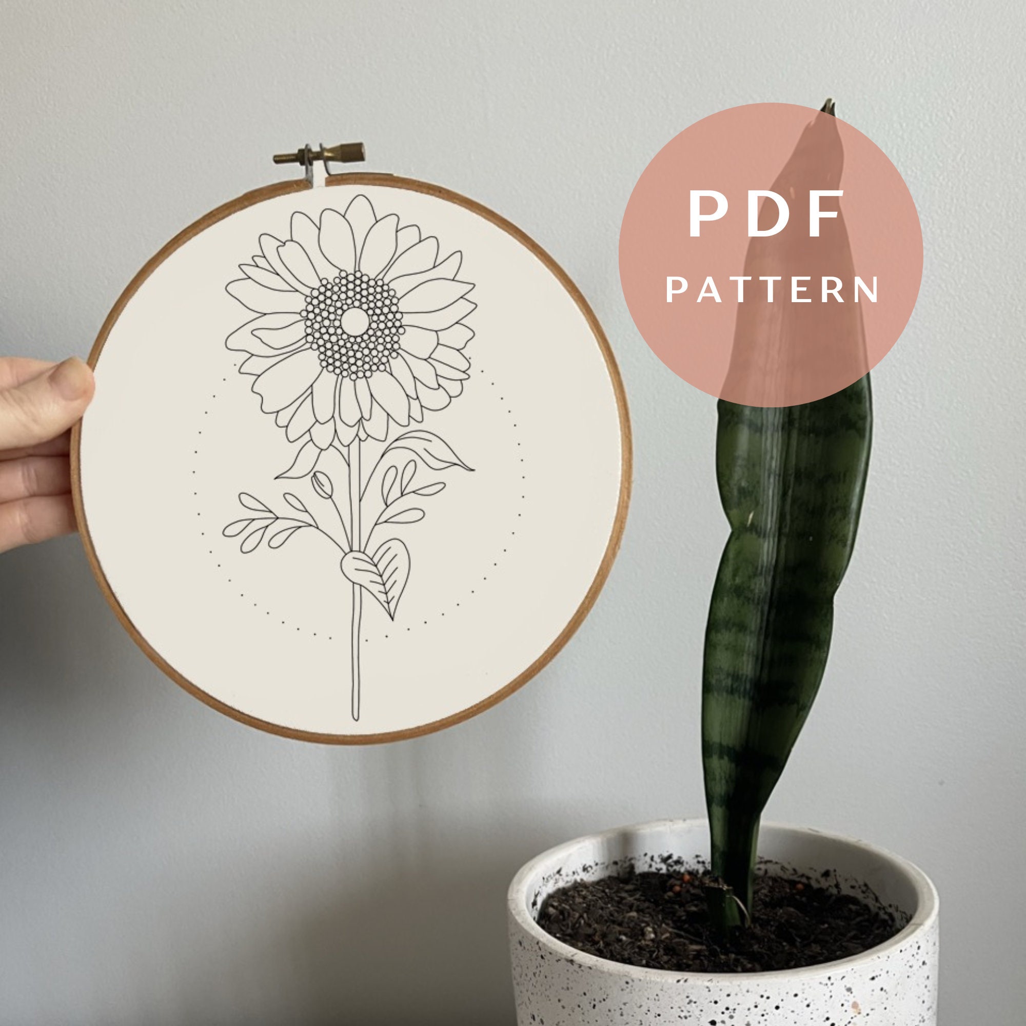 Tall Sunflower Embroidery PDF Pattern for Beginners - Etsy