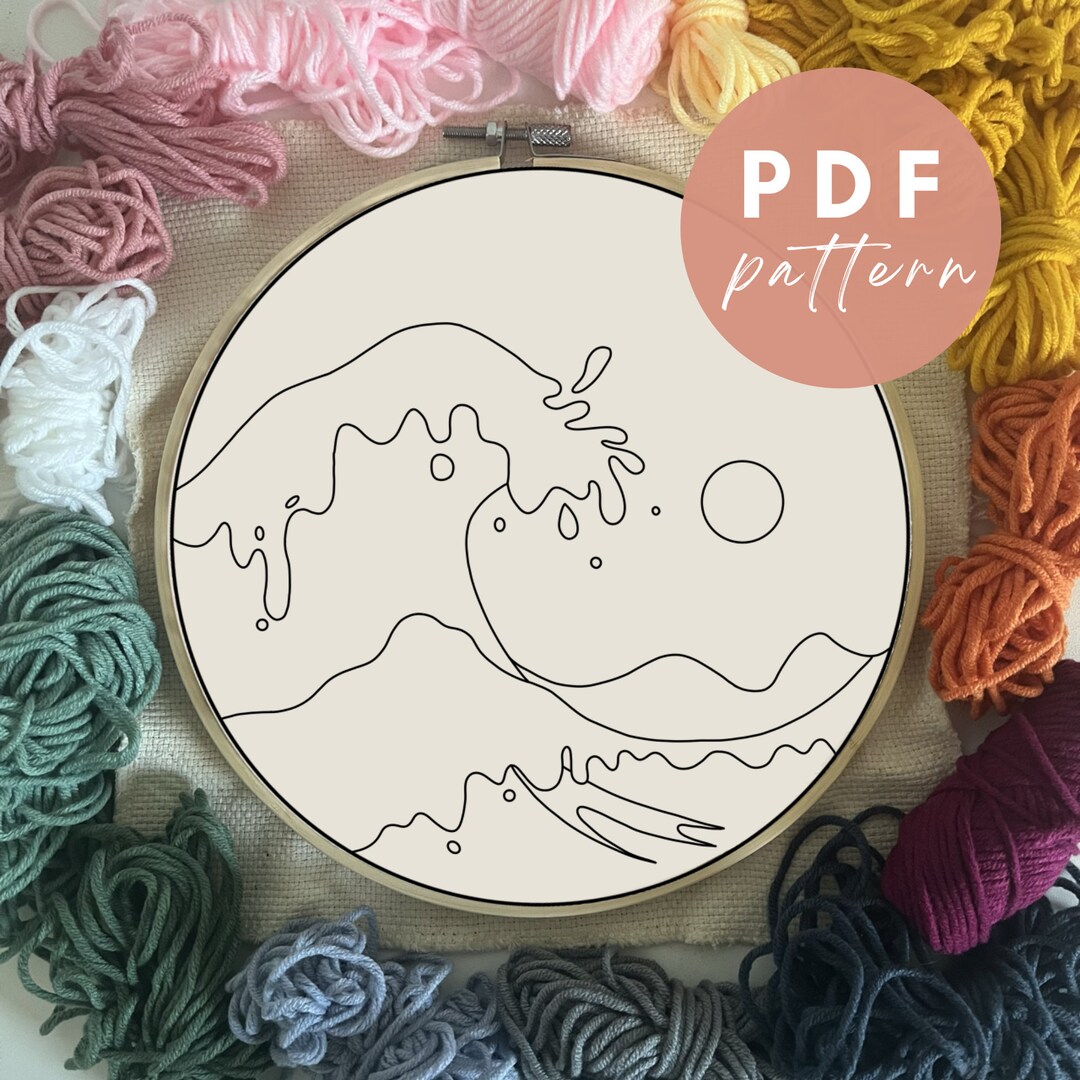 The Great Wave Punch Needle PDF Pattern for Beginners Instant Download ...