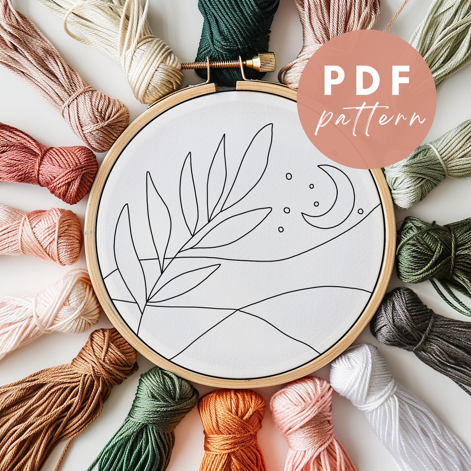 Moonlight Fern Punch Needle Pattern Punch Needle PDF Pattern for ...