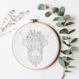 Highland Cow - Embroidery PDF Pattern for Beginners - Instant Download ...