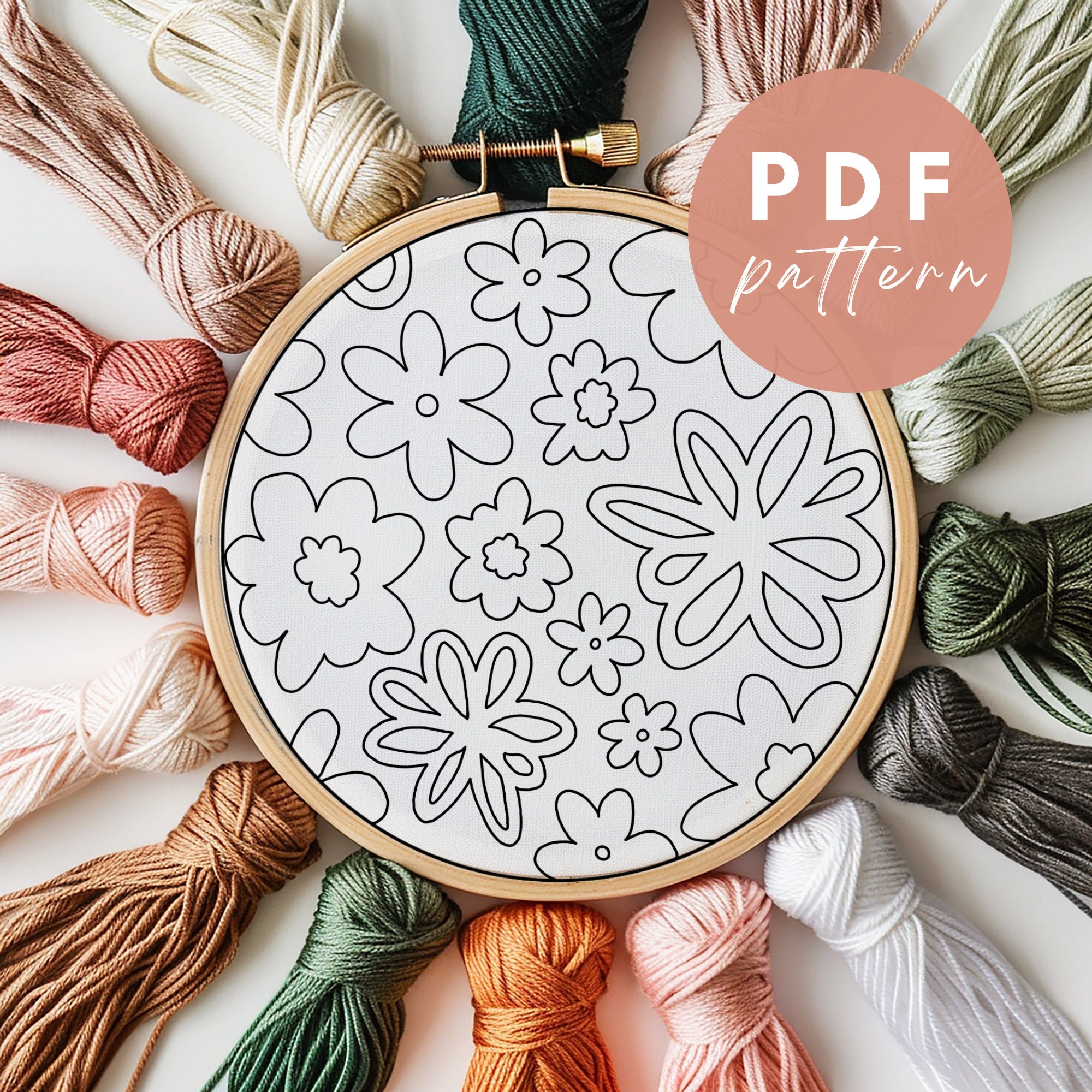 Flower Field Punch Needle Pattern: Beginner Needlework Design (PDF ...