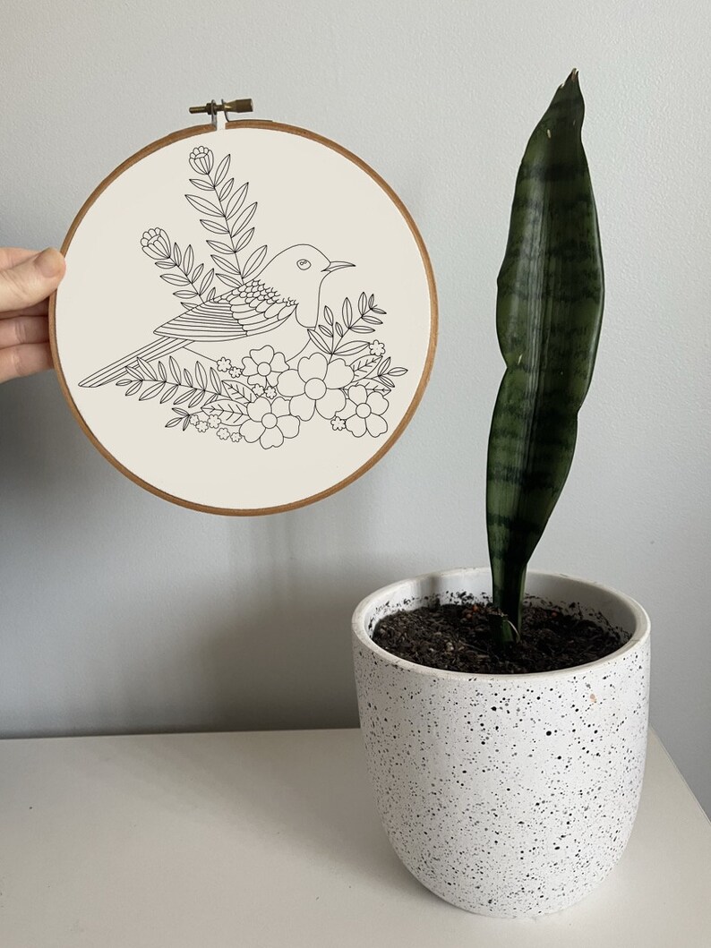 Floral Finch Embroidery PDF Pattern for Beginners Instant Download ...