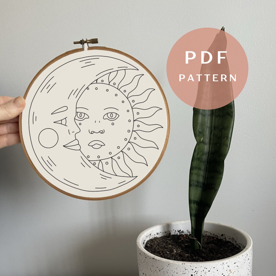 Sun and Moon Embroidery PDF Pattern for Beginners Instant Download ...
