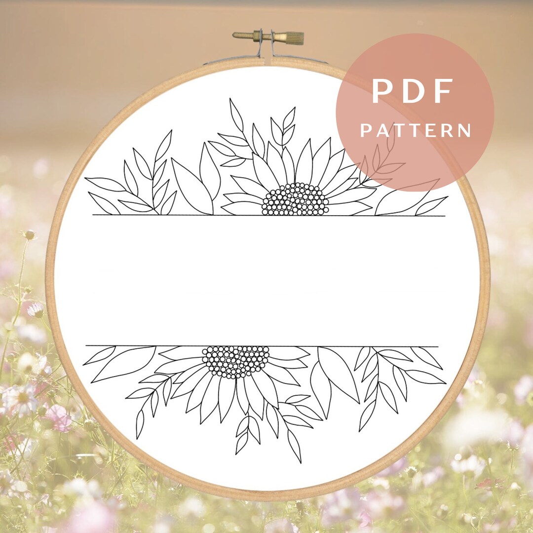 Summer Sunflower Wreath Embroidery PDF Pattern for Beginners Instant ...
