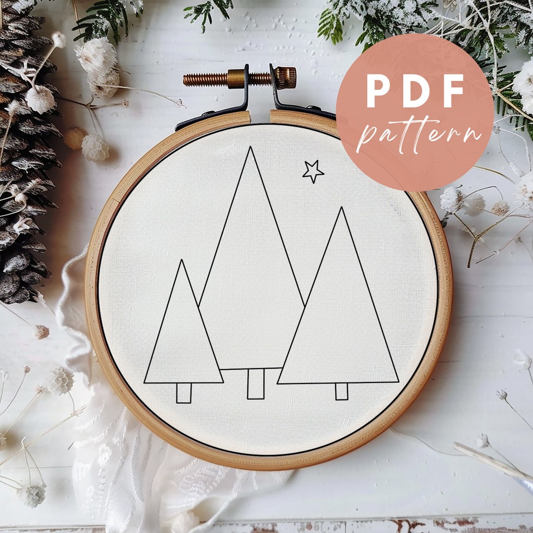 Nordic Christmas Trees Punch Needle Pattern: Beginner Needlework (PDF ...