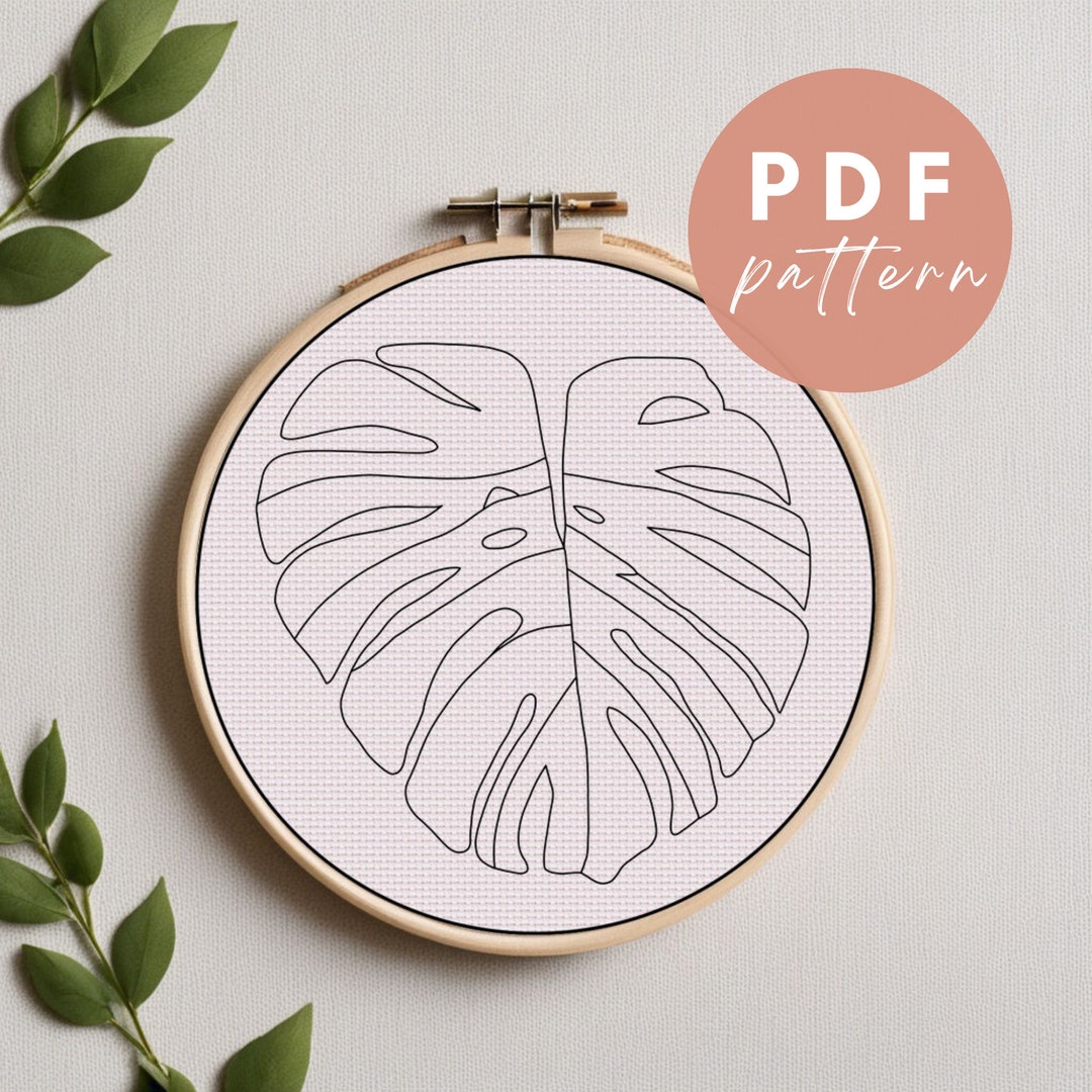Monstera Leaf Punch Needle Pattern - Punch Needle PDF Pattern for ...