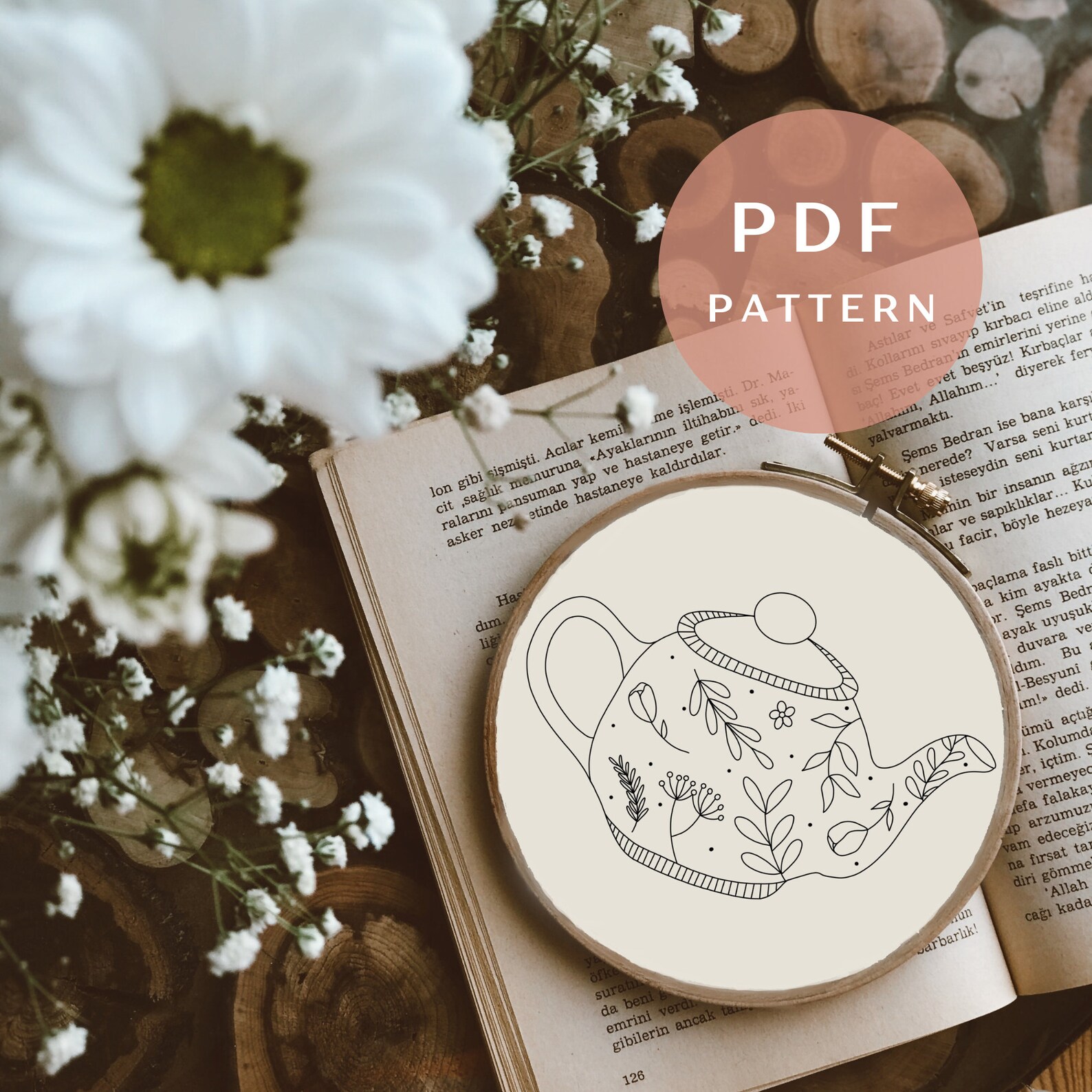 Floral Teapot Embroidery PDF Pattern for Beginners Instant - Etsy
