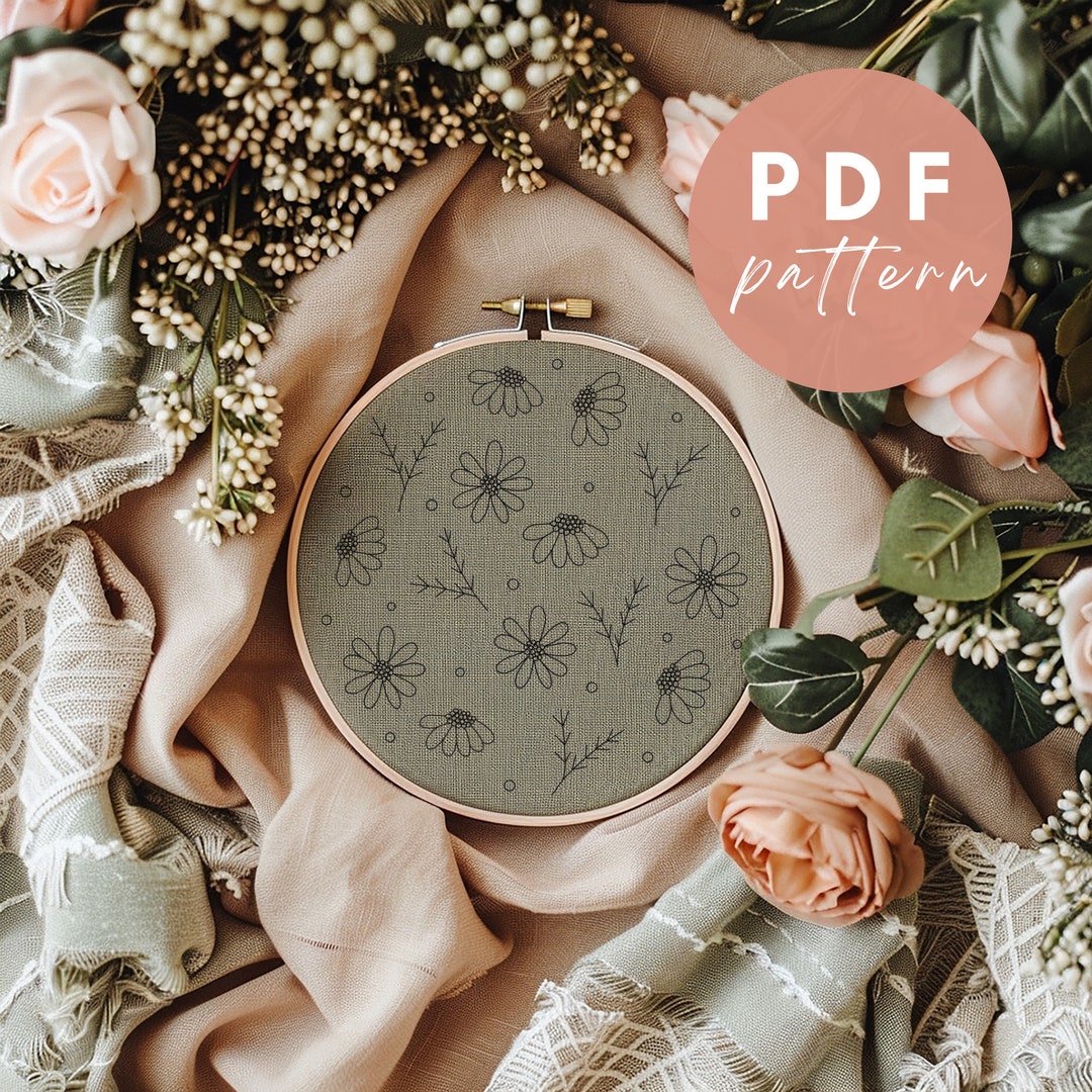 Daisy Field - Embroidery PDF Pattern for Beginners - Instant Download ...