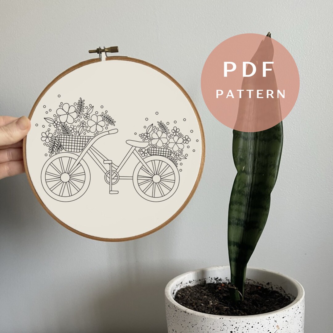 Floral Bicycle Embroidery PDF Pattern for Beginners - Etsy