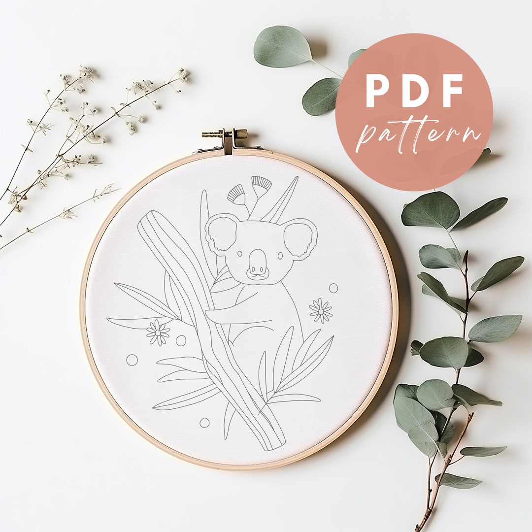Cuddly Koala - Embroidery PDF Pattern for Beginners - Instant Download ...