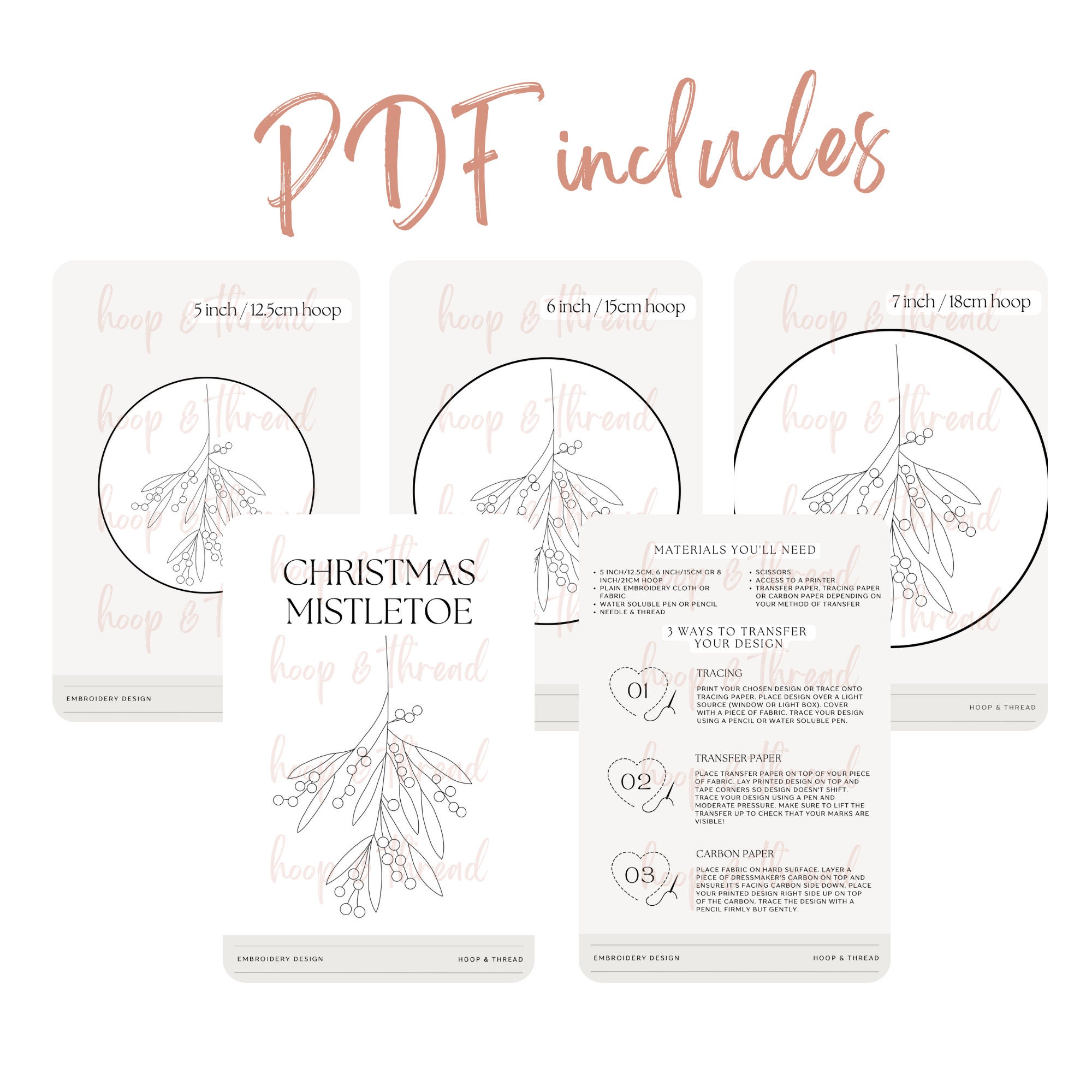 Christmas Mistletoe Embroidery PDF Pattern for Beginners Instant ...