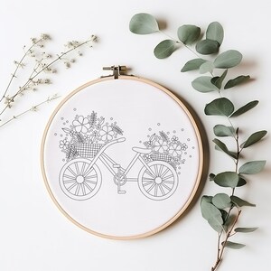 Floral Bicycle - Embroidery PDF Pattern for Beginners - Instant ...
