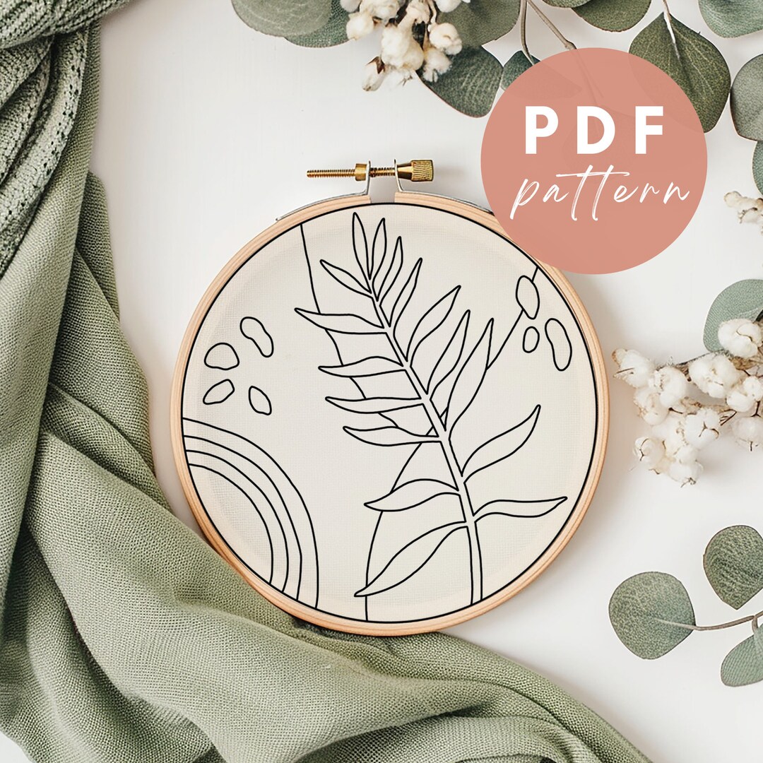 Abstract Fern Leaf Punch Needle Pattern: Beginner Needlework (PDF ...