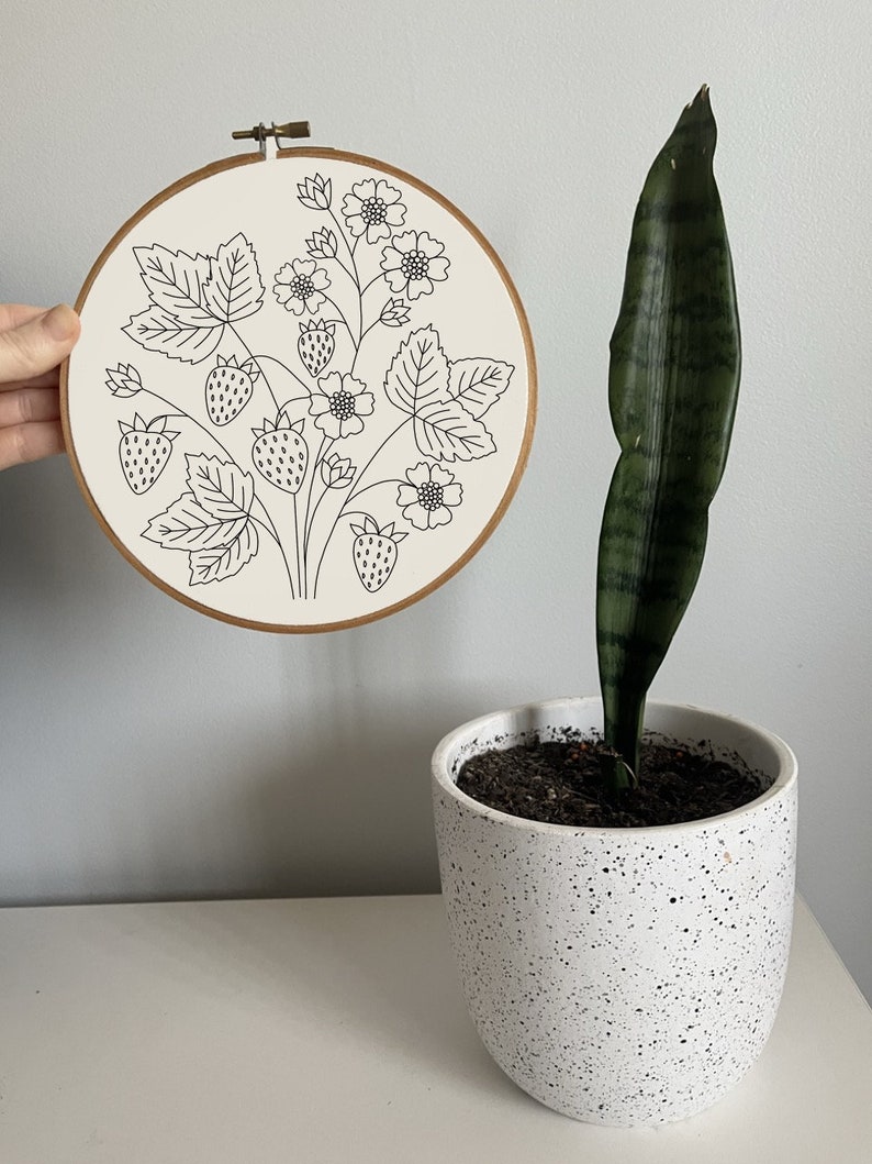 Strawberry Plant Embroidery PDF Pattern for Beginners Instant Download ...