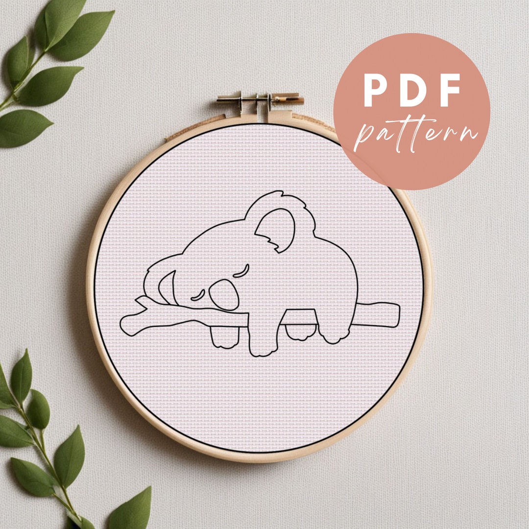 Sleepy Koala Punch Needle Pattern - Punch Needle PDF Pattern for ...