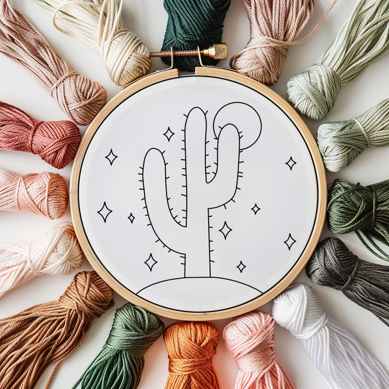 Desert Cactus Punch Needle Pattern: Beginner Needlework Design (PDF ...