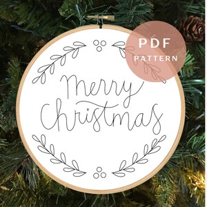 Merry Christmas Embroidery PDF Pattern for Beginners - Etsy