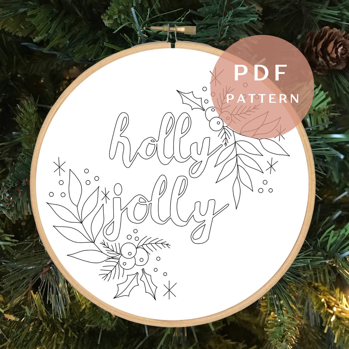Holly Jolly Embroidery PDF Pattern for Beginners Instant - Etsy