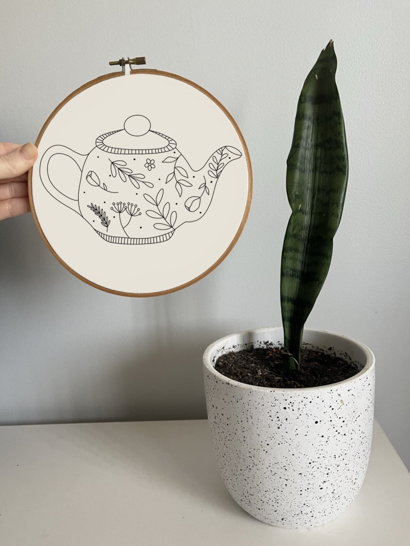 Floral Teapot Embroidery PDF Pattern for Beginners Instant - Etsy