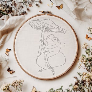 Frog & Umbrella - Embroidery PDF Pattern for Beginners - Instant ...