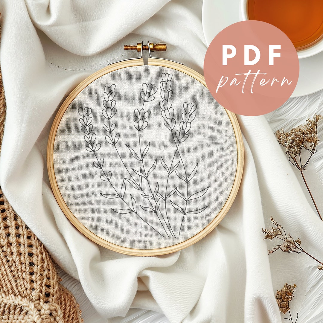 Lavender Bunch - Embroidery PDF Pattern for Beginners - Instant ...